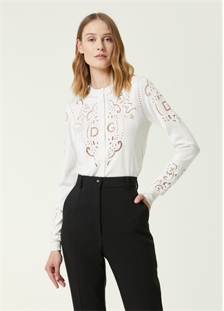 Dolce&gabbana Kadın Beyaz Nakış Detaylı İpek Hırka 46 It Dolce&gabbana Kadın Beyaz Nakış Detaylı İpek Hırka 46 It