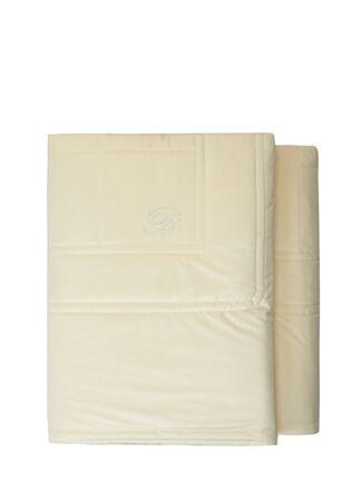 Blumarine Home Bej Logo İşlemeli Yatak Örtüsü