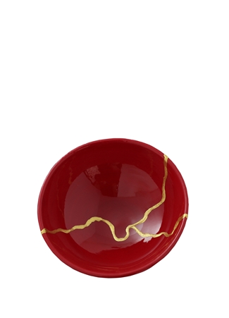 Maya Handcrafts Kintsugi Large Kırmızı Çini Kase Maya Handcrafts Kintsugi Large Kırmızı Çini Kase