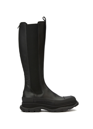 Alexander McQueen Kadın Siyah Bant Detaylı Deri Çizme 36 EU
