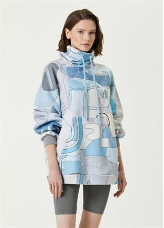 Oopscool Kadın Blue Marshmallow Dik Yaka Sweatshirt 2 EU