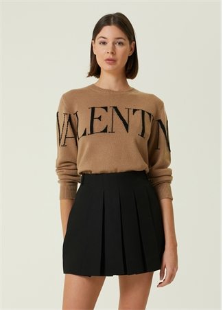 Valentino Kadın Camel Logo Jakarlı Kaşmir Kazak Bej M EU Valentino Kadın Camel Logo Jakarlı Kaşmir Kazak Bej M EU