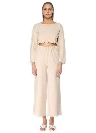 House of Silk Kadın Bej Crop Üstlü Pijama Takımı S EU