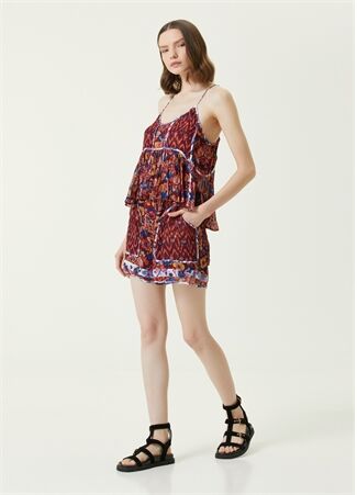 Etoile Isabel Marant Kadın Riolmy Bordo Desenli Şort 34 FR