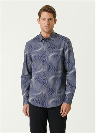 Emporio Armani Erkek Lacivert Desenli Gömlek M EU