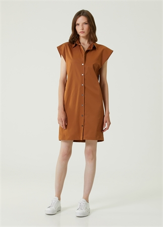 Academia Kadın Kesim Detaylı Mini Gömlek Elbise Turuncu 34