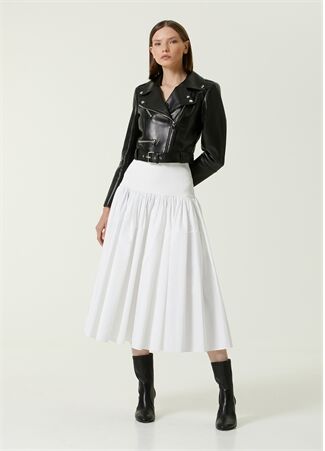 Alexander McQueen Kadın Beyaz Yüksek Bel Midi Etek 42 IT