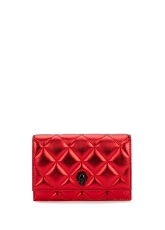 Alexander Mcqueen Kadın Kırmızı Logo Detaylı Deri Çanta Eu