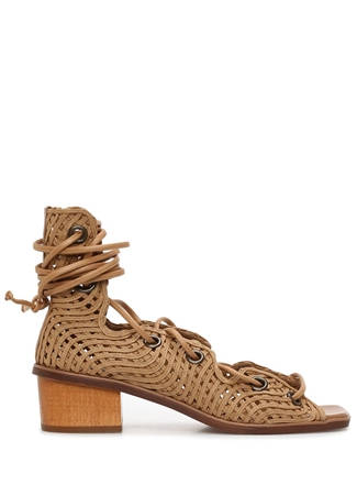 Stella McCartney Kadın Taba Çapraz Bağcıklı Sandalet Turuncu 40 EU