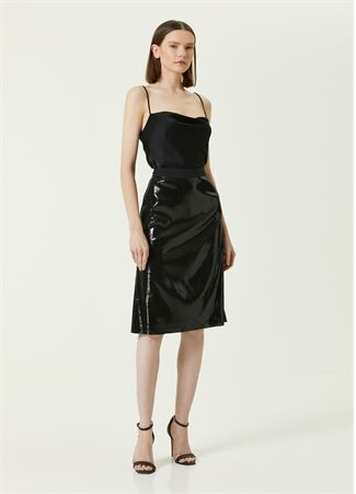 Beymen Club Kadın Siyah İşlemeli Midi Etek 42 EU