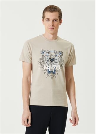 Kenzo Erkek Bej Kaplan Baskılı Logolu T-shirt S EU
