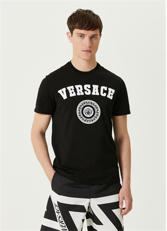 Versace Erkek Siyah Beyaz Logo Detaylı T-shirt S Eu Versace Erkek Siyah Beyaz Logo Detaylı T-shirt S Eu