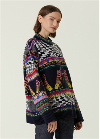 Stella McCartney Kadın Keep In Touch Oversize Jakarlı Yün Kazak 40 IT Stella McCartney Kadın Keep In Touch Oversize Jakarlı Yün Kazak 40 IT