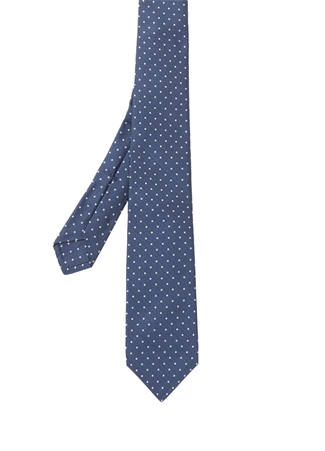 Kiton Erkek Mavi Puantiye Desenli İpek Kravat EU Kiton Erkek Mavi Puantiye Desenli İpek Kravat EU