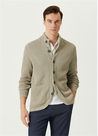 Canali Erkek Bej Örgü Dokulu Triko Hırka 48 It Canali Erkek Bej Örgü Dokulu Triko Hırka 48 It