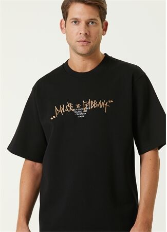 Dolce&Gabbana Erkek Siyah Logo Detaylı T-shirt 44 IT