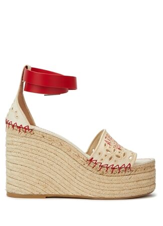 Valentino Garavani Kadın Bej Kırmızı Logo Detaylı Espadril 36 EU