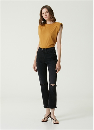 Frame Denim Kadın Le High Straight Siyah Jean Pantolon 26 US