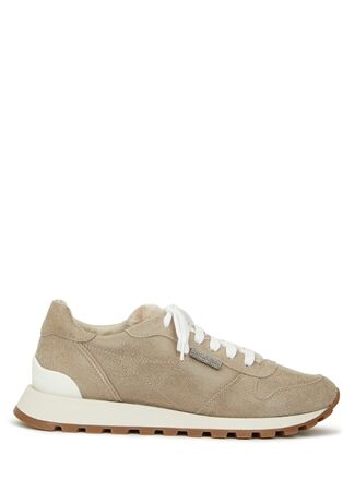 Brunello Cucinelli Kadın Gri Deri Sneaker 37.5 EU
