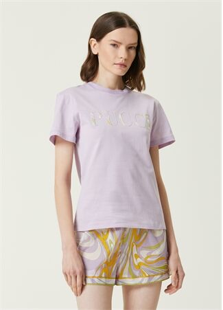 Emilio Pucci Kadın Lila Logolu T-shirt Mor XS EU