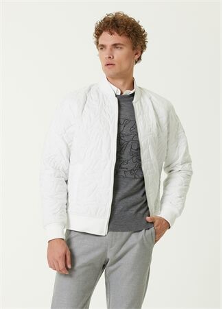 Beymen Club Erkek Beyaz Monogram Logo Desenli Bomber Mont M