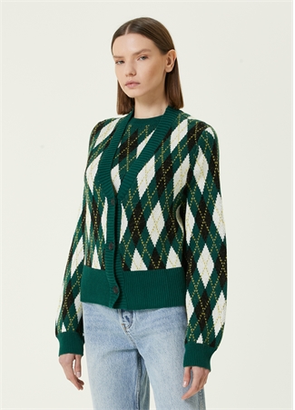 Staud Kadın Yeşil V Yaka Jakarlı Hırka S EU