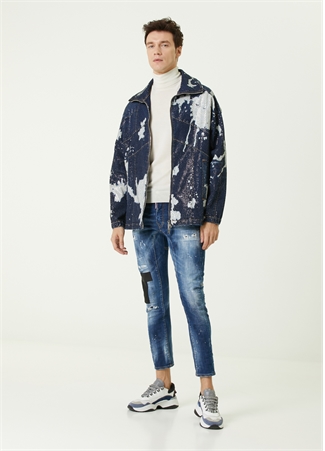 Dsquared2 Erkek Mavi Garnili Fırça Darbeli Jean Pantolon 54 IT