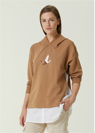 Beymen Club Kadın Camel Kapüşonlu Rugan Logolu Sweatshirt Kahverengi XS Beymen Club Kadın Camel Kapüşonlu Rugan Logolu Sweatshirt Kahverengi XS