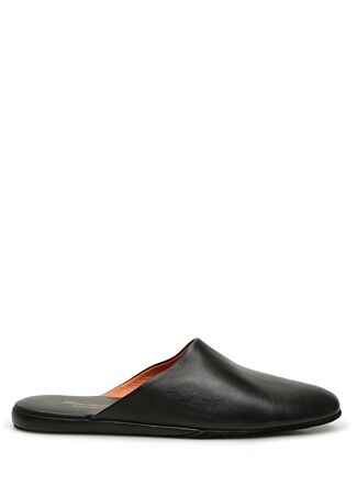 Santoni Erkek Siyah Deri Terlik 5 UK