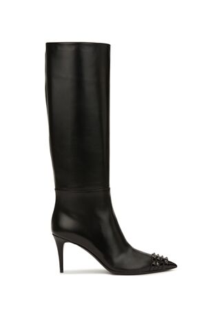 Valentino Garavani Kadın Siyah Troklu Topuklu Deri Çizme 37 EU