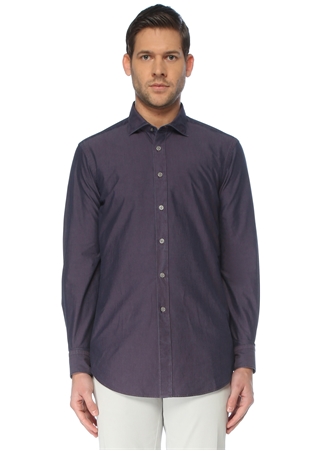 Pal Zileri Erkek Mor İngiliz Yaka Gömlek Bordo 40 IT