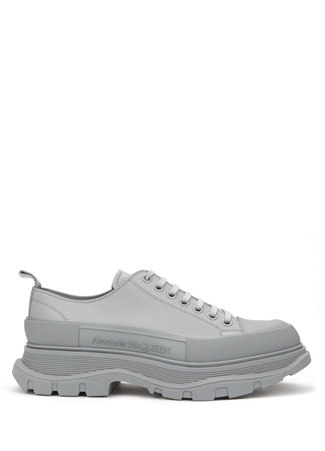 Alexander McQueen Erkek Gri Logolu Kalın Tabanlı Deri Sneaker 44 EU Alexander McQueen Erkek Gri Logolu Kalın Tabanlı Deri Sneaker 44 EU