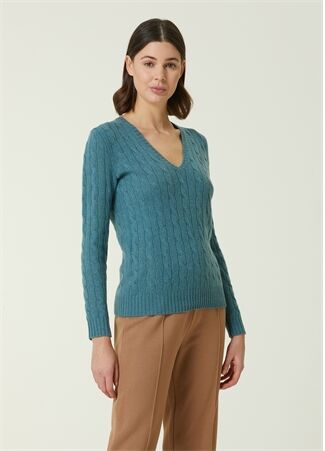 Polo Ralph Lauren Kadın Mavi V Yaka Saç Örgü Yün Kazak XS EU Polo Ralph Lauren Kadın Mavi V Yaka Saç Örgü Yün Kazak XS EU