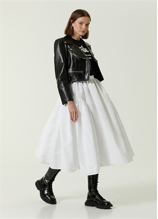 Alexander McQueen Kadın Beyaz Midi Balon Etek 40 IT