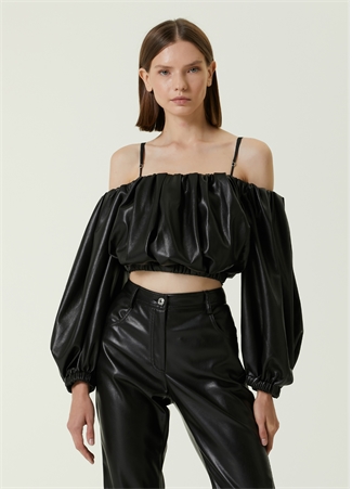 Msgm Kadın Siyah Düşük Omuzlu Crop Bluz 38 IT Msgm Kadın Siyah Düşük Omuzlu Crop Bluz 38 IT