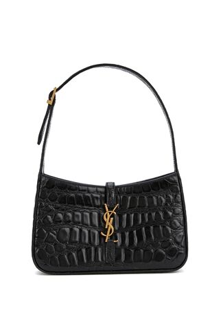 Kadın Siyah Krokodil Dokulu Deri Omuz Çantası EU
