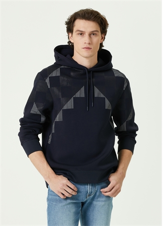 Emporio Armani Erkek Lacivert Kapüşonlu Geometrik Desenli Sweatshirt S Eu Emporio Armani Erkek Lacivert Kapüşonlu Geometrik Desenli Sweatshirt S Eu