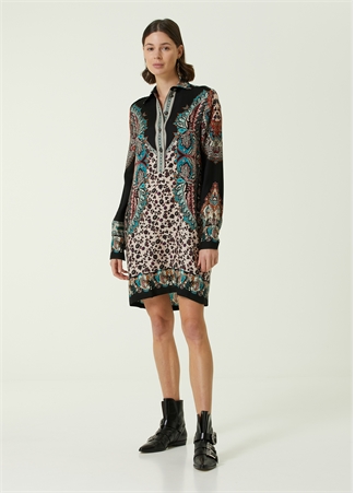 Etro Kadın Siyah Şal Desenli Mini Yün Gömlek Elbise 40 IT Etro Kadın Siyah Şal Desenli Mini Yün Gömlek Elbise 40 IT