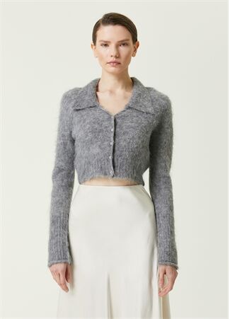 Allsaints Kadın Ork Gri Melanj Crop Hırka XS EU