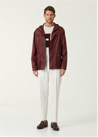 Palzileri Lab Erkek Bordo Kapüşonlu Beli Büzgülü Yağmurluk 56 IT