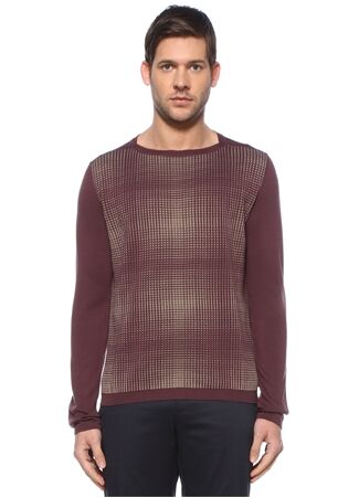 Pal Zileri Erkek Bordo Mikro Desenli Kazak 48 IT