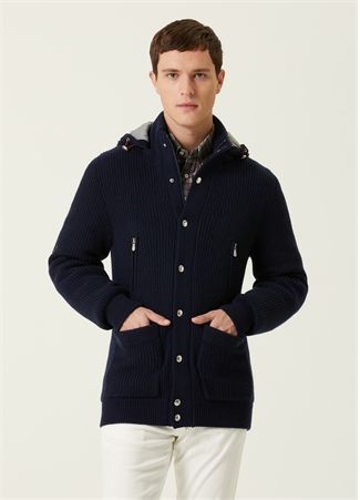 Brunello Cucinelli Erkek Lacivert Kapüşonlu Kaşmir Mont 54 IT Brunello Cucinelli Erkek Lacivert Kapüşonlu Kaşmir Mont 54 IT