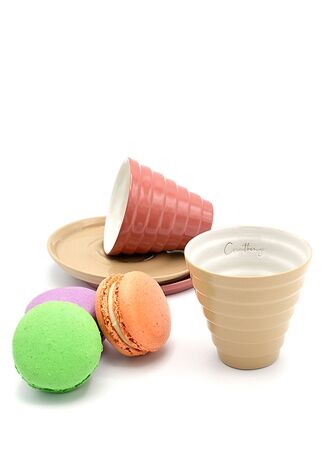 Creathings Joy Çizgi Dokulu Porselen Bardak Çok Renkli