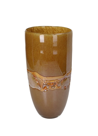 Kersten Amber Desenli Cam Vazo Turuncu