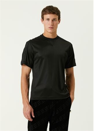 Fendi Erkek Siyah Omuzları Logo Detaylı T-shirt S EU