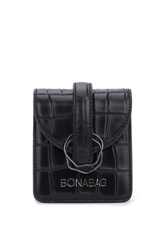 Bonabag Kadın Siyah Krokodil Dokulu Deri Bel Çantası EU Bonabag Kadın Siyah Krokodil Dokulu Deri Bel Çantası EU