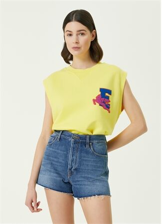 Etro Kadın Sarı Logo Detaylı Kolsuz Sweatshirt 42 IT