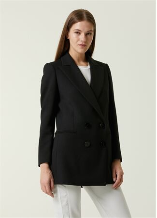 Beymen Club Kadın Siyah Kruvaze Blazer Ceket L