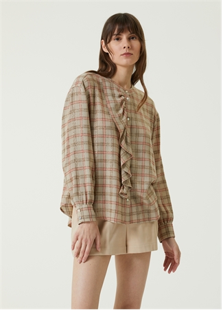 Maksu Kadın Tessuto Pembe Ekoseli Fırfırlı Gömlek L EU Maksu Kadın Tessuto Pembe Ekoseli Fırfırlı Gömlek L EU