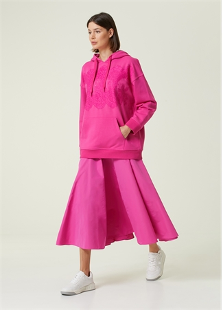 Valentino Kadın Şeftali Volanlı Midi Etek Pembe 40 IT